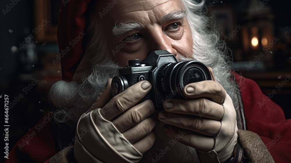Craft a stunning photorealistic portrait of Santa Claus, meticulously ...