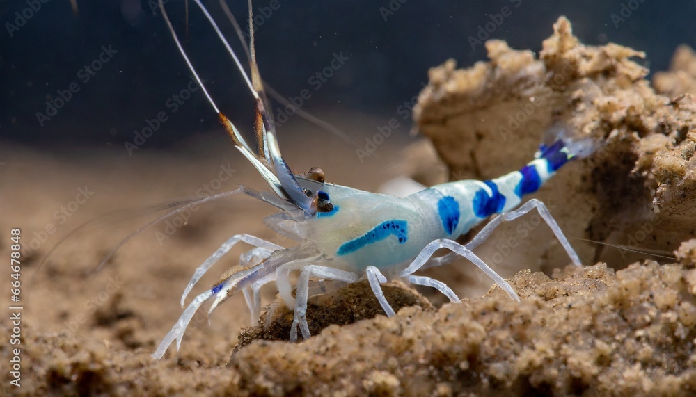Blue Diamond Shrimp, a rare species, crawls out of dung Stock Photo ...