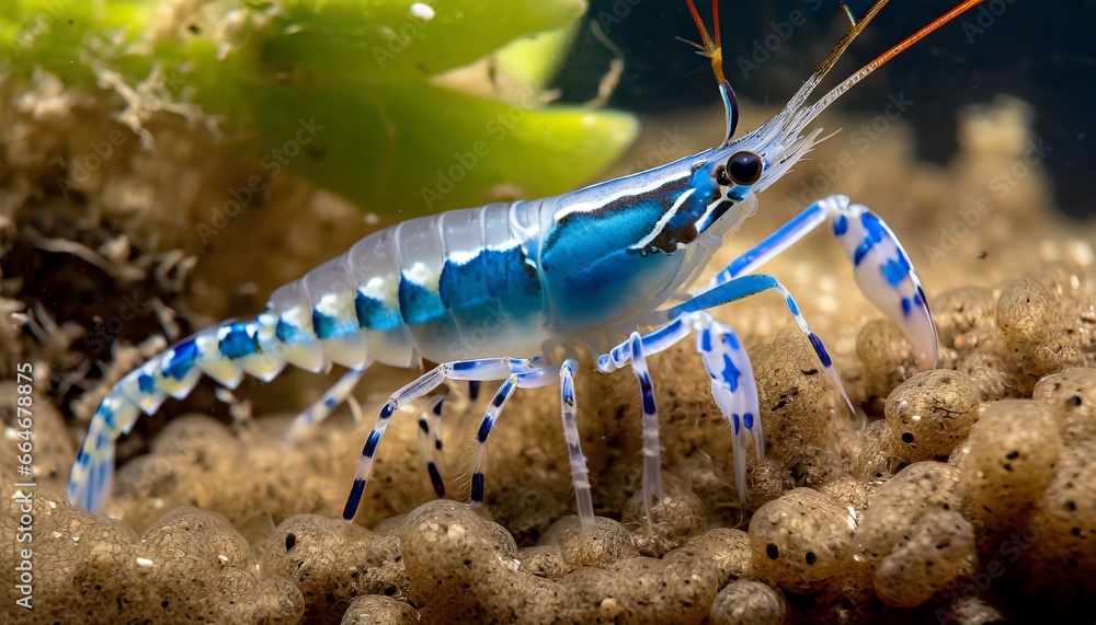 Blue Diamond Shrimp, a rare species, crawls out of dung Stock Photo ...