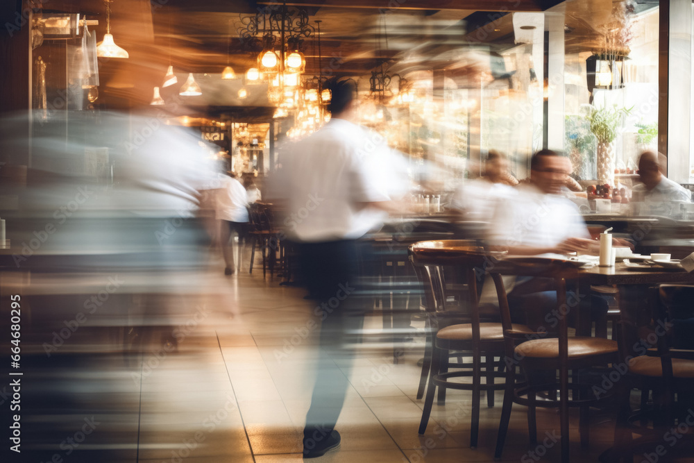 Public Space Cafe Restaurant Background, Blurred Motion, Urban Dining ...