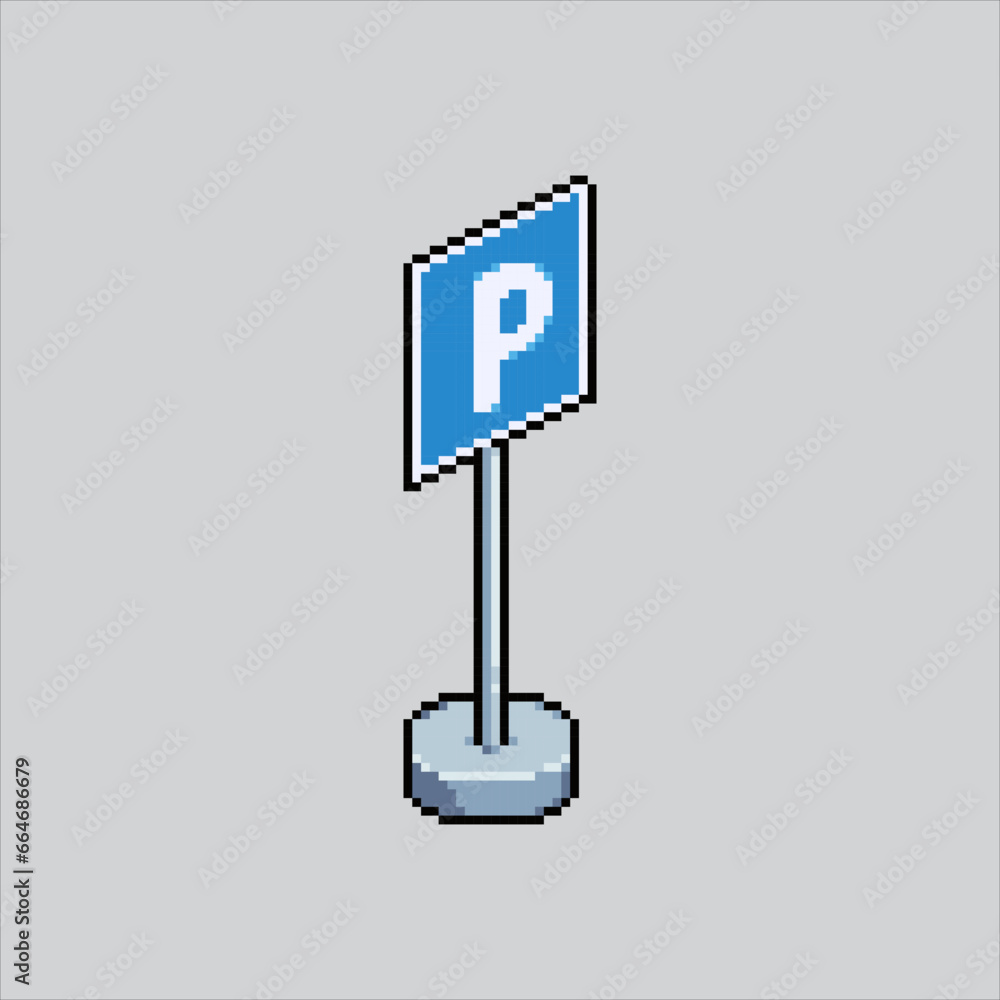 Pixel art illustration Parking Sign. Pixelated parking lot. Vehicle ...