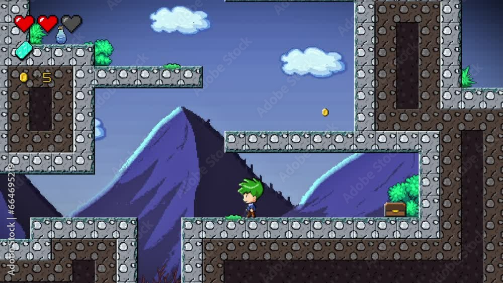 Enjoying the night level of a vintage console game. Jumping on the ...