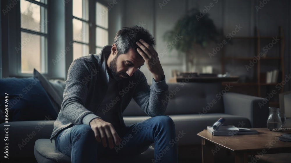 Depression and mental illness. Asian man disappoint, sad after receive ...