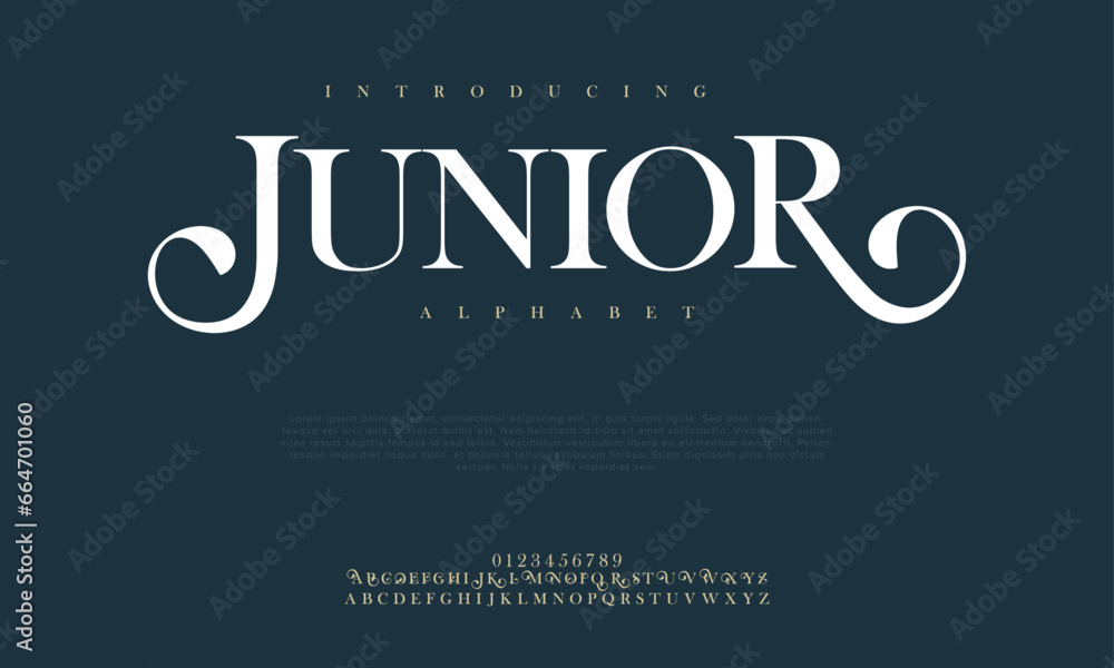 Junior premium luxury elegant alphabet letters and numbers. Elegant ...