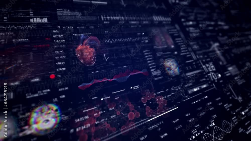 Healthcare medical HUD screen monitoring MRI x ray Scan, micro surgery ...