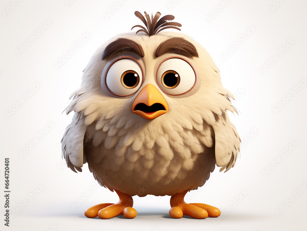 A 3D Cartoon Chicken Sad and Surprised on a Solid Background Stock ...
