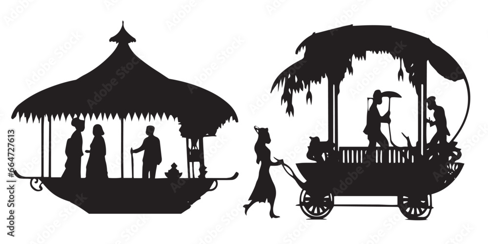 Palawan Carry palanquin Silhouette vector illustration Stock Vector ...