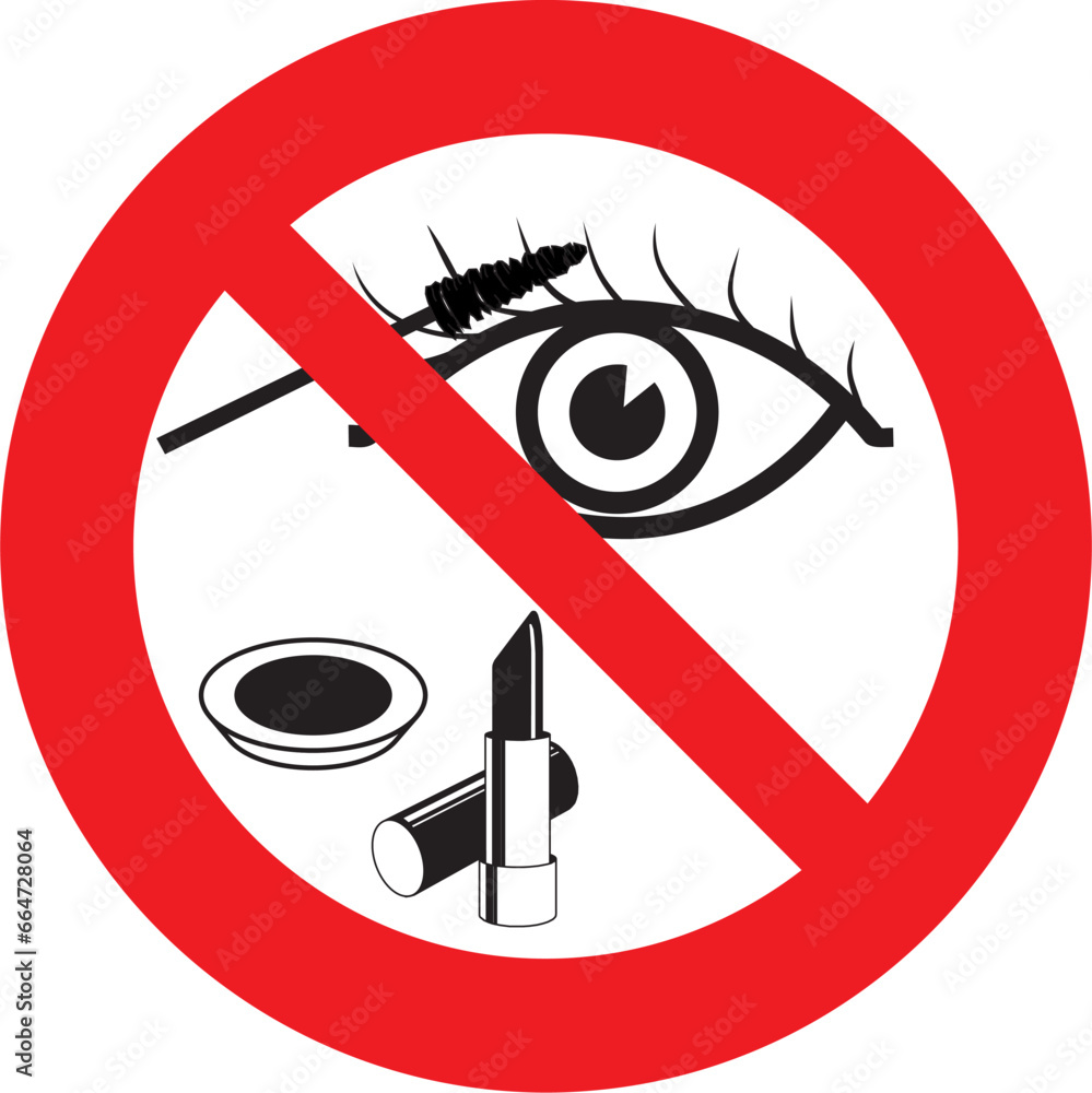 prohibido, no puede ingresar con maquillaje, maquillaje, cosméticos ...