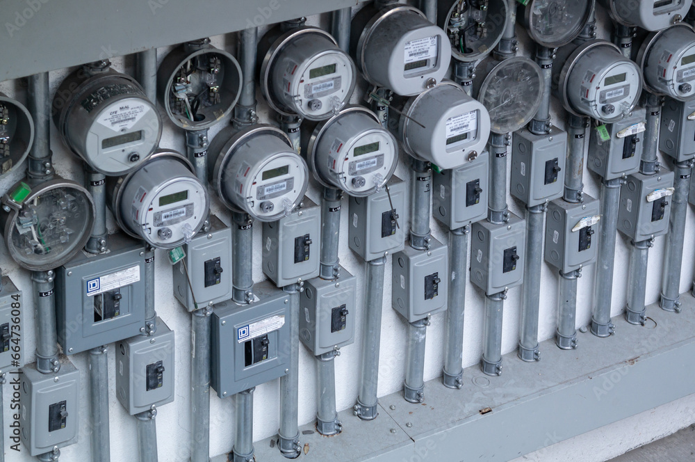 Guadalajara Jalisco, Mexico; September 19, 2023: CFE electricity meters ...