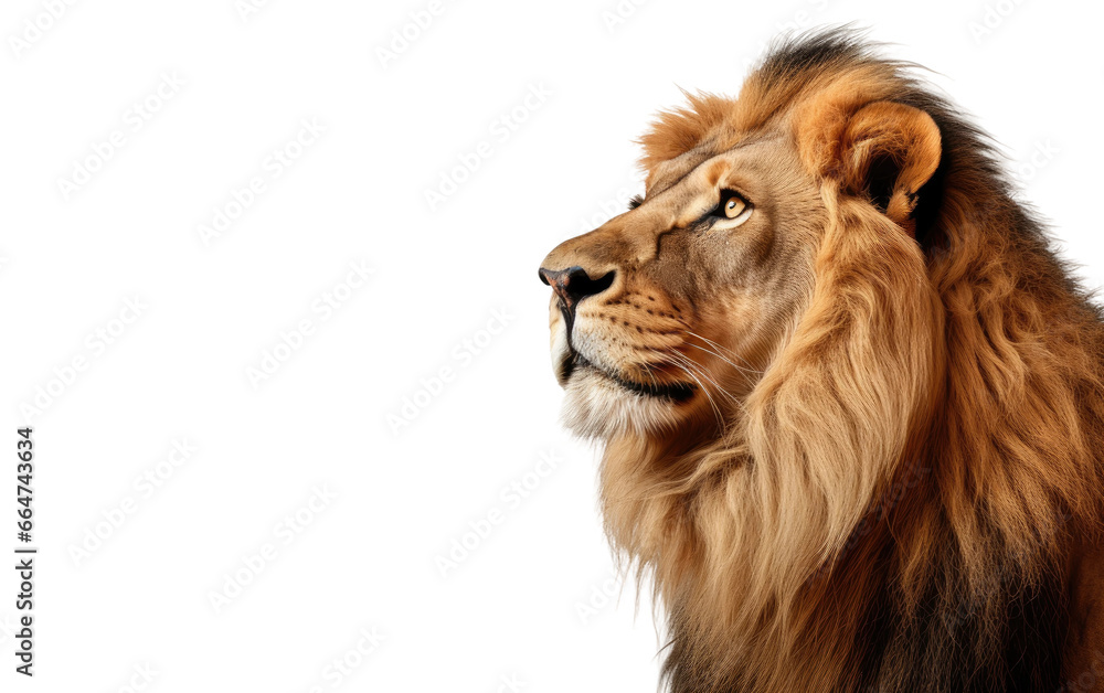Side view Of Lion Realistic Portrait on White or PNG Transparent ...