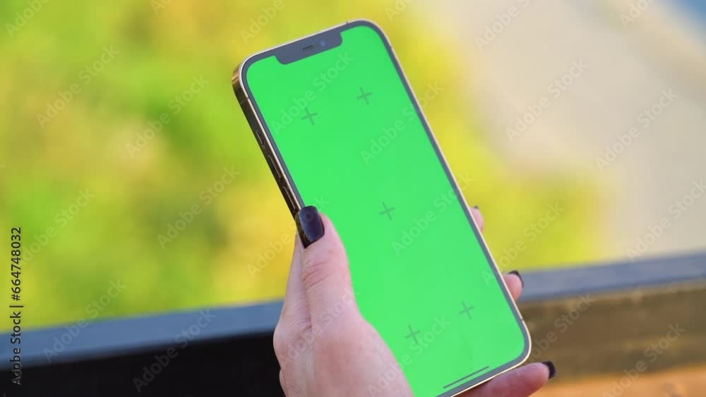 Close-up smartphone screen. Green screen, chroma key. High quality ...