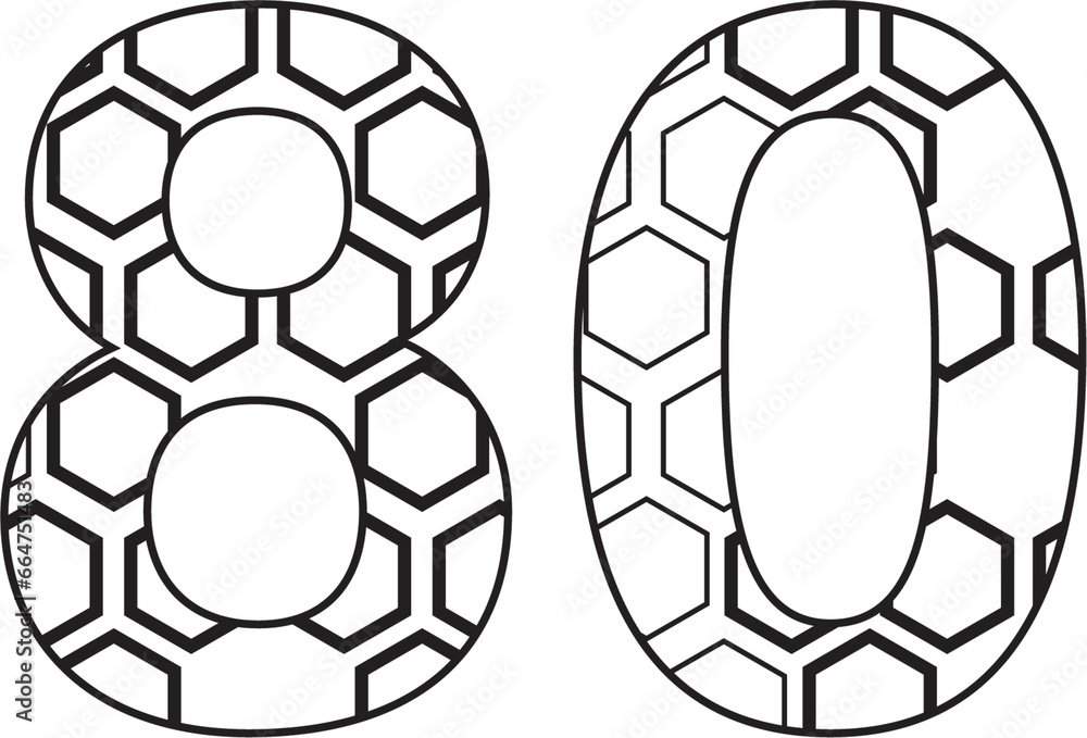 Digital png illustration of black 80 number with pattern on transparent ...