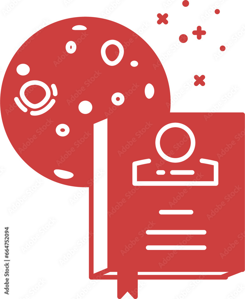 Digital png illustration of red book, moon and stars on transparent ...
