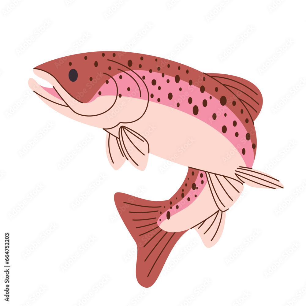 Poster Apache trout fish jumping pose aquatic water freshwater drawing ...