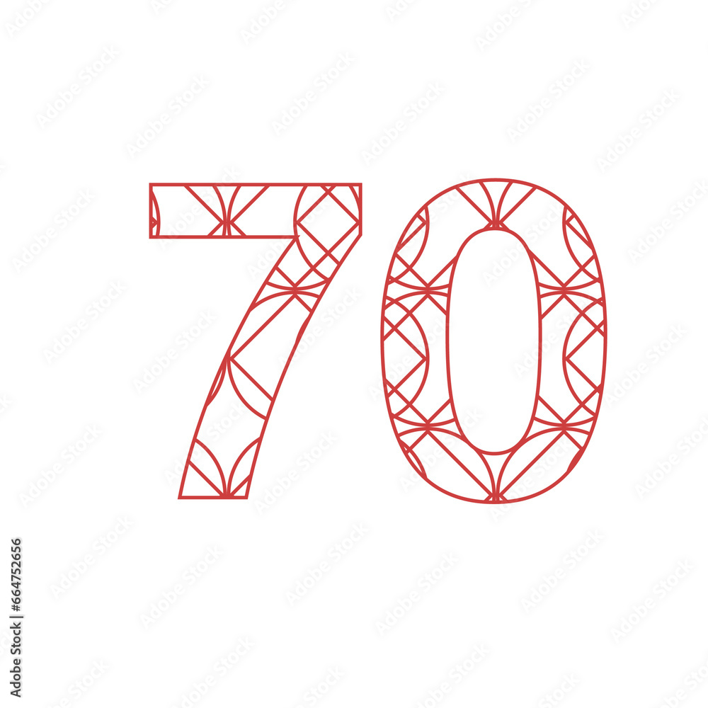 Digital png illustration of red 70 number on transparent background ...