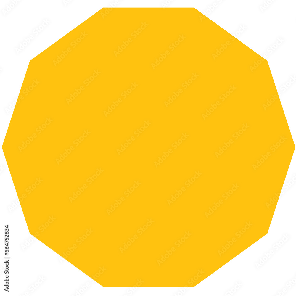 Digital png illustration of yellow decagon on transparent background ...