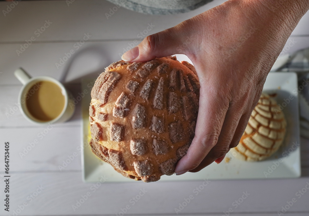 Hands of Mexican Hispanic woman. Concept of taking food with hands or ...