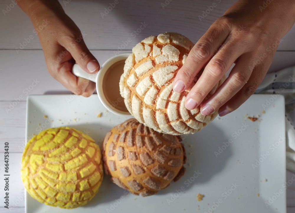 Hands of Mexican Hispanic woman . Concept of taking food with hands or ...