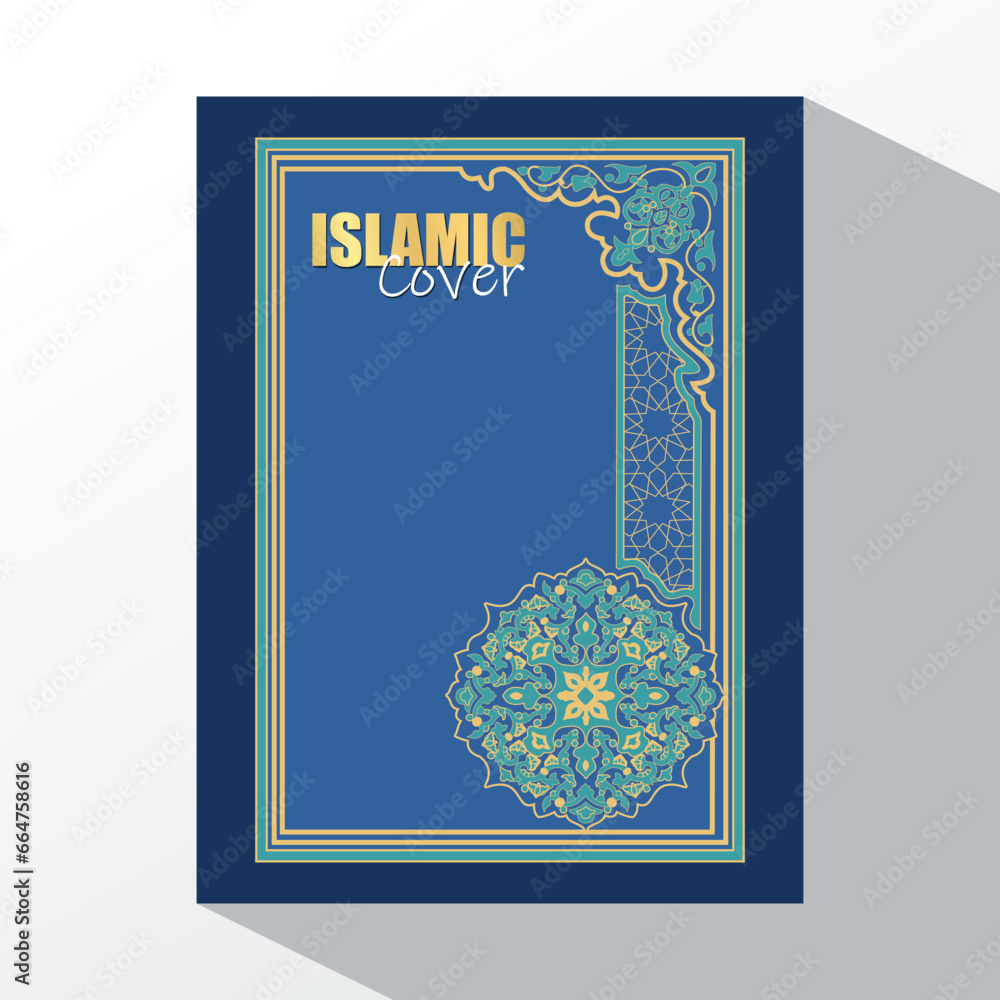 Islamic arabic style koran book cover design with ornament background ...