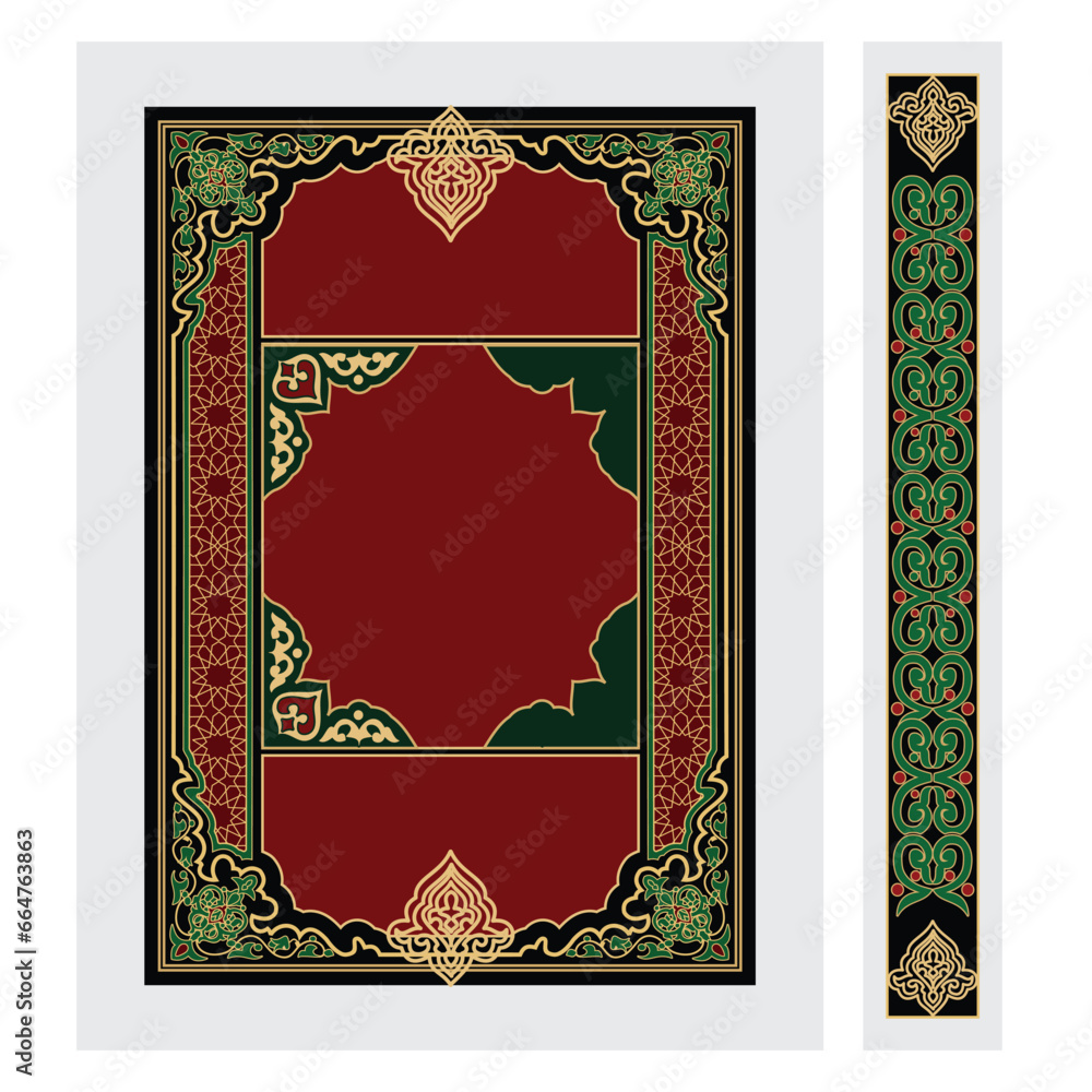 Islamic arabic style koran book cover design with ornament background ...