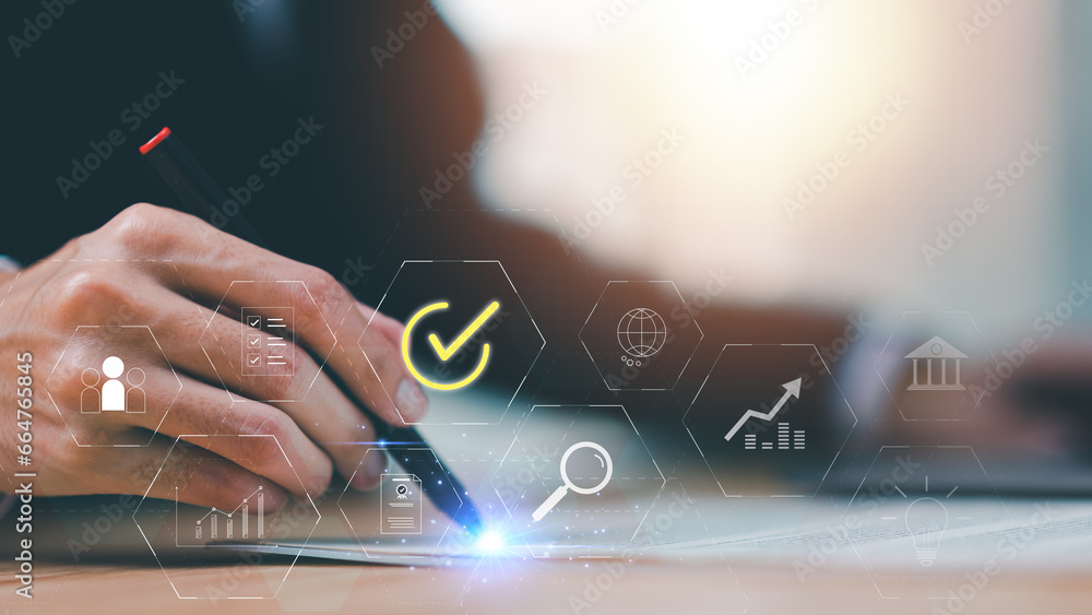 Accountant showing office document auditing concept ,plan review ...