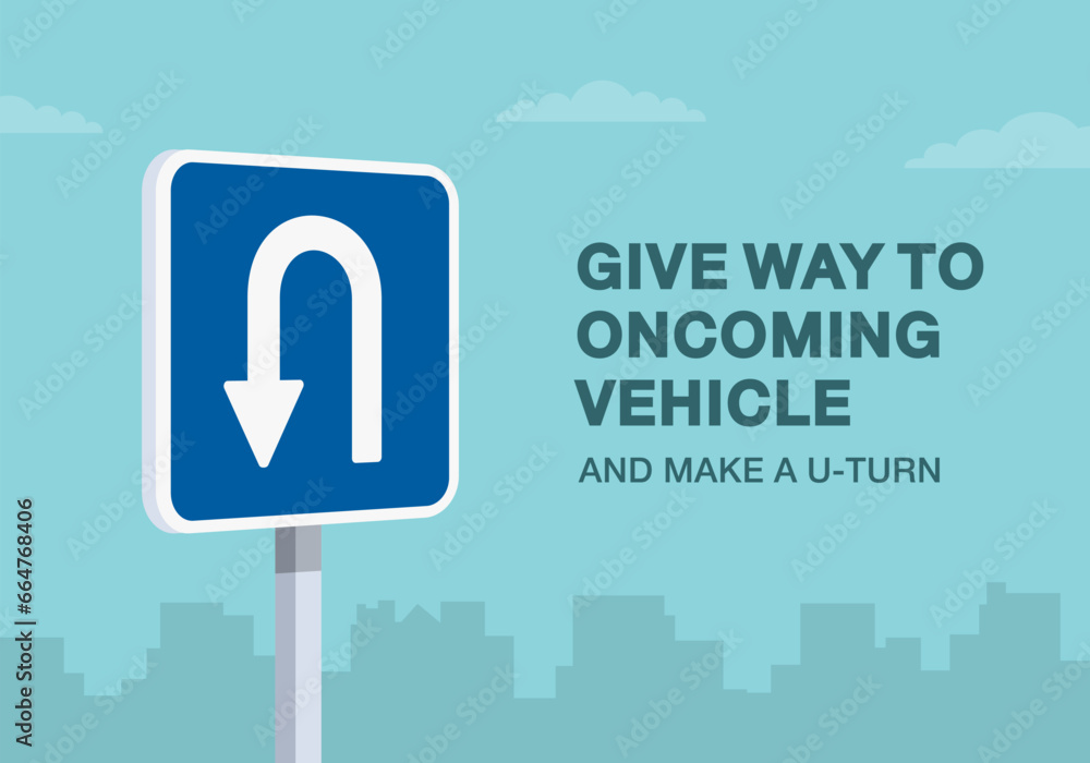 Safe driving tips and traffic regulation rules. Give way to oncoming ...