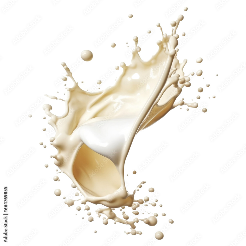 Creamy milk splash isolated on transparent background, white cream ...