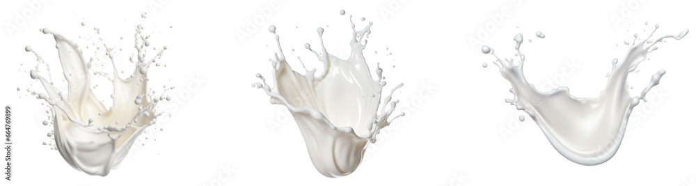 Milk splash isolated on transparent background, white creamy liquid ...