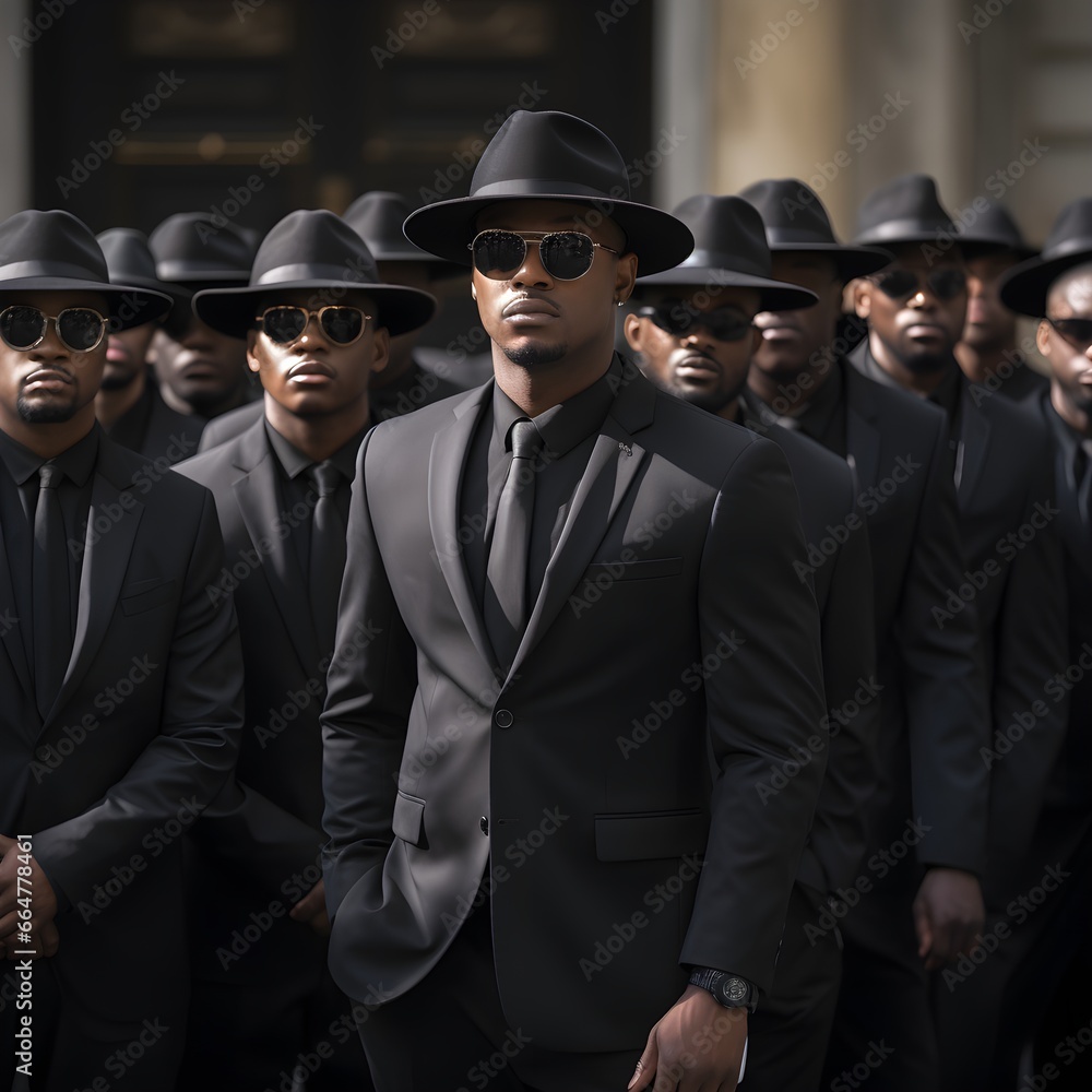 Handsome black men at a funeral in church, African American men wearing ...
