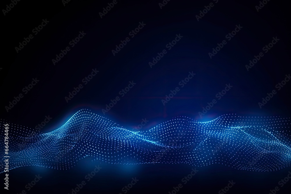 Dynamic blue particle wave. Abstract sound visualization. Digital ...