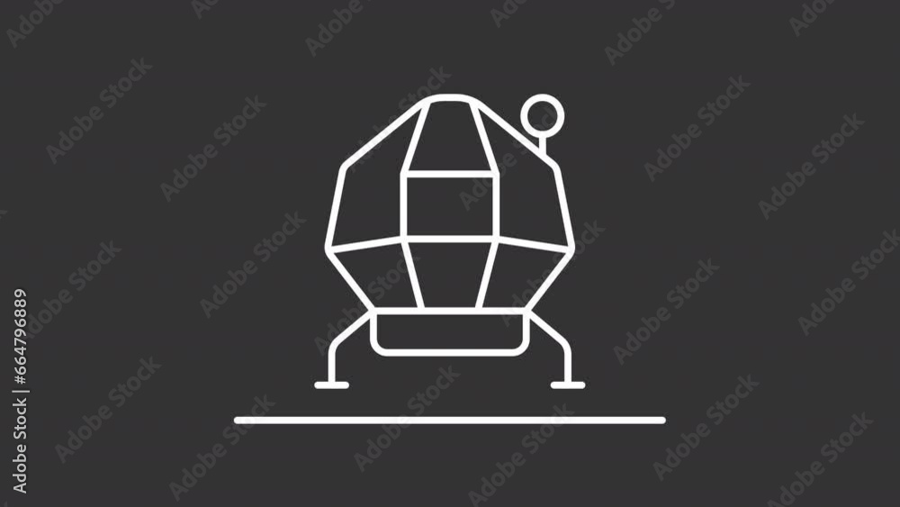 2D white simple thin line animation of planet lander, HD video with ...