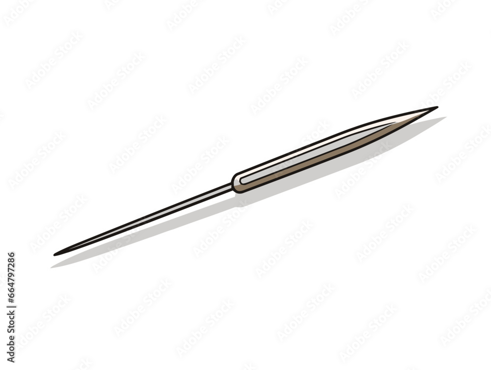 Doodle Suture needle, cartoon sticker, sketch, vector, Illustration ...