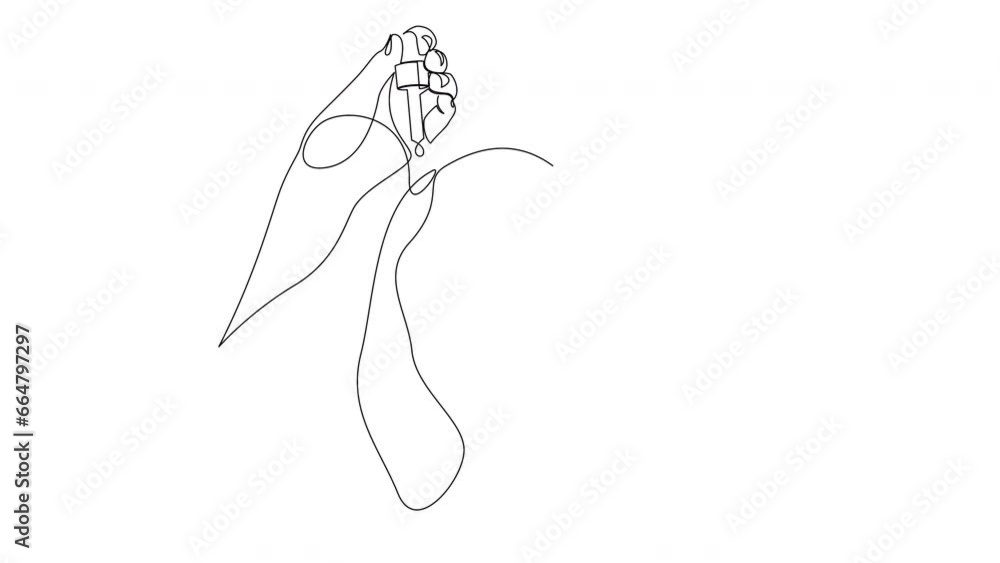 Animated self drawing of single continuous line draw hand holding ...