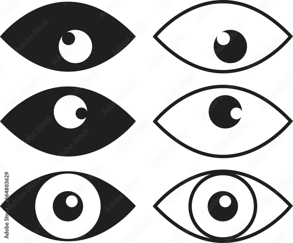 Eye icon set, See and unsee symbol set Vector art illustration Stock ...
