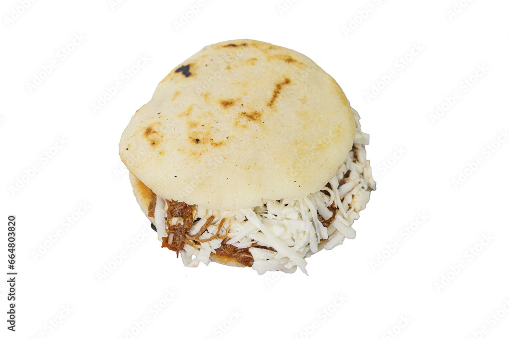 Arepa stuffed with minced meat on a transparent background Stock Photo ...