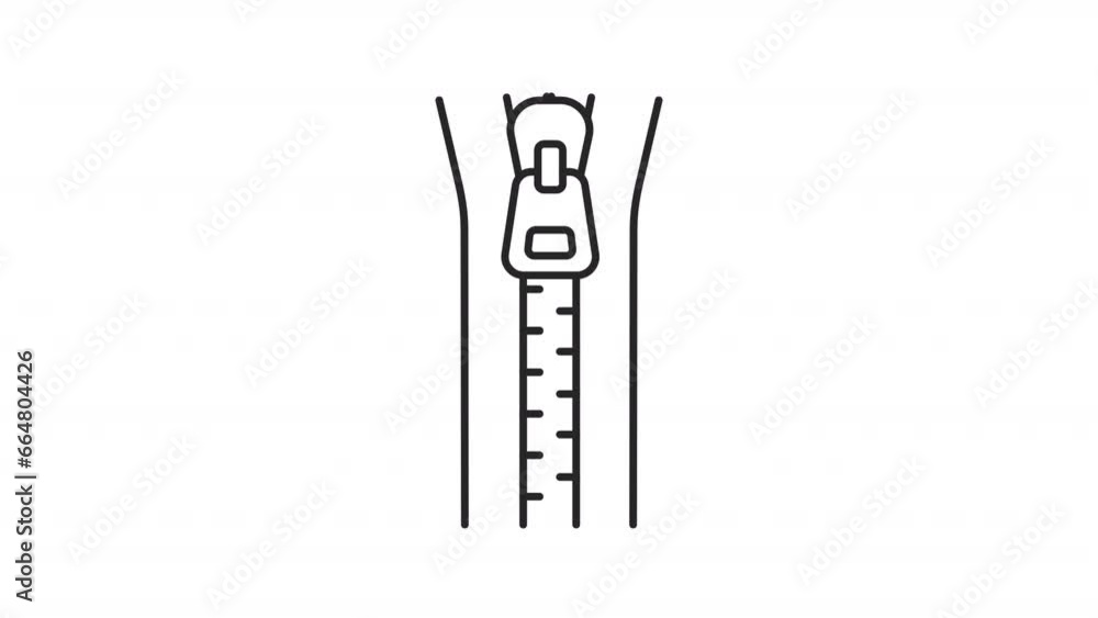 2D black simple thin line animation of zipper repair icon, HD video ...