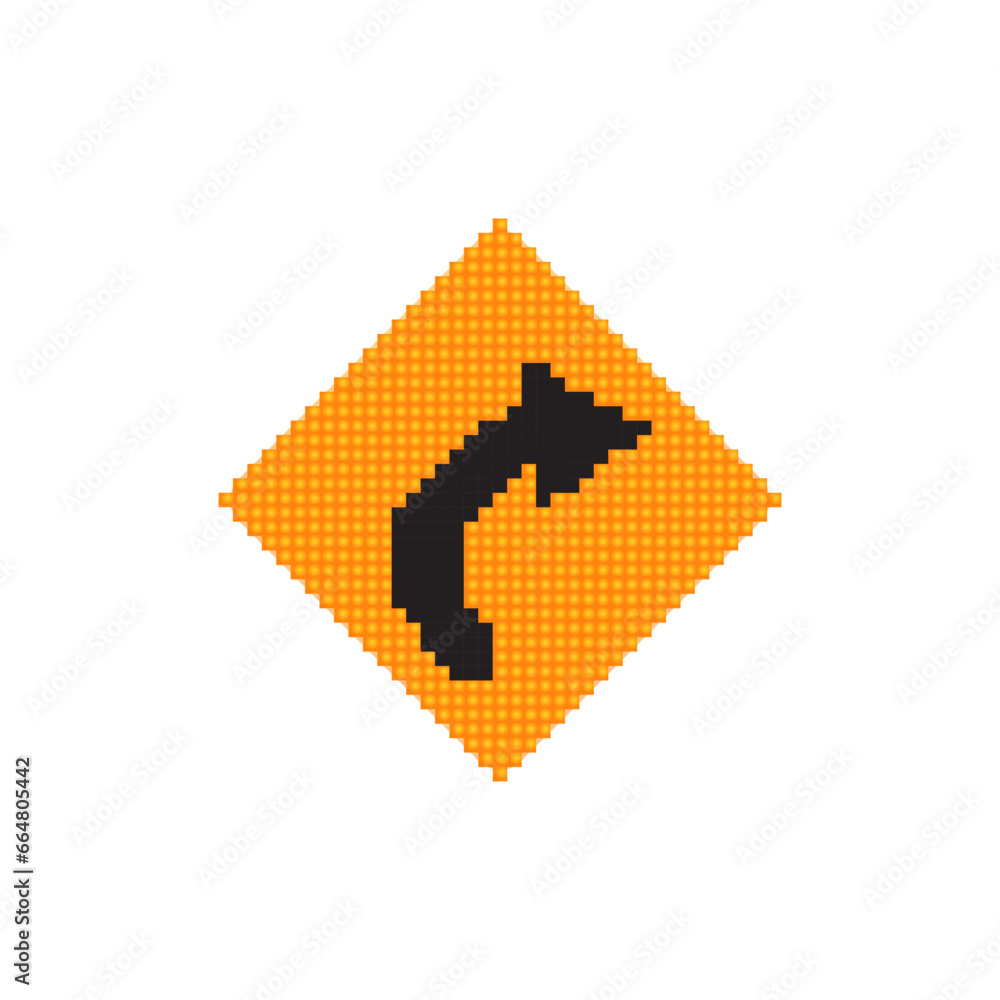 Road Curves right Symbol sign pixel art vector illustration Stock ...