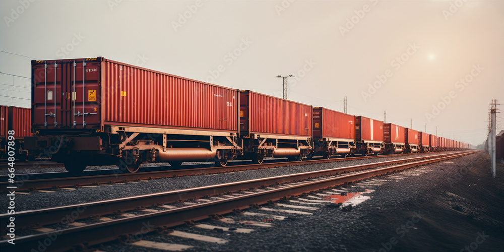 Freigh wagons with containers Stock Photo | Adobe Stock
