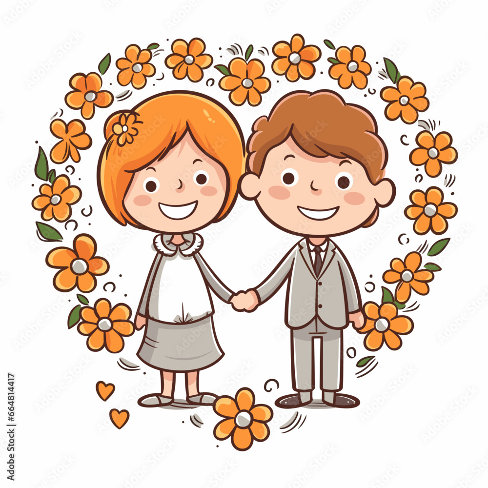 Wedding hand-drawn comic illustration. Wedding. Vector doodle style ...