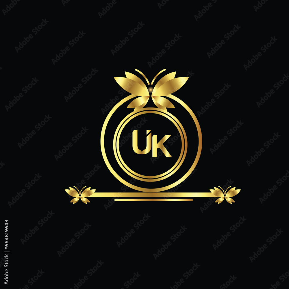 Golden luxury latter logo design uk logo, uk icon, uk letter, uk vector ...