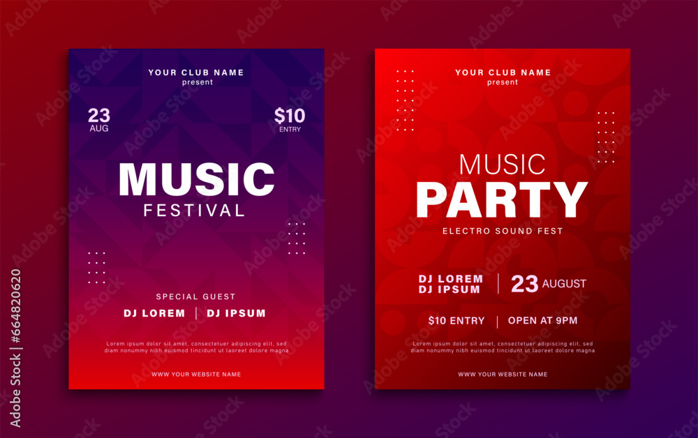 Music festival poster. Dynamic colorful music cover design. Music party ...
