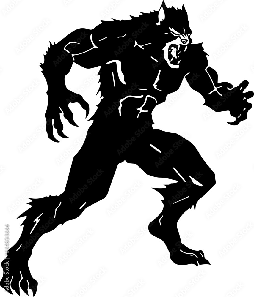 Howling Werewolf Silhouette Vector icon, logo, sign isolated on white ...