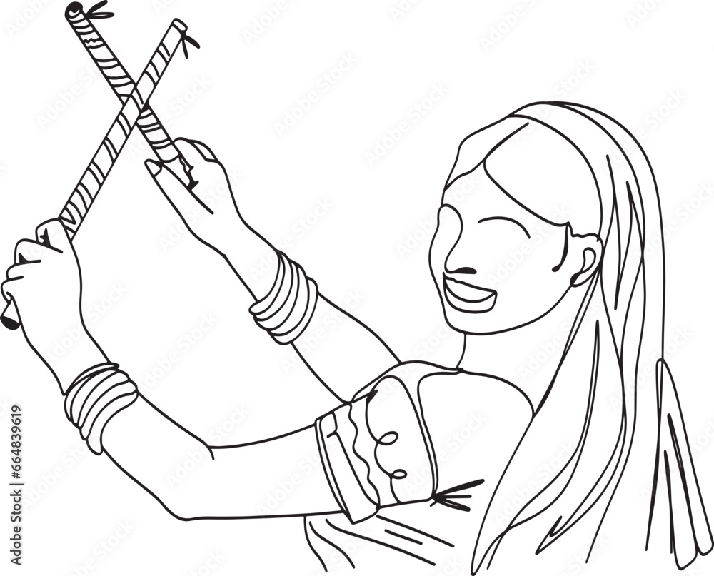 Folk Dance Elegance: Indian Women's Dandiya Performance - Black and ...