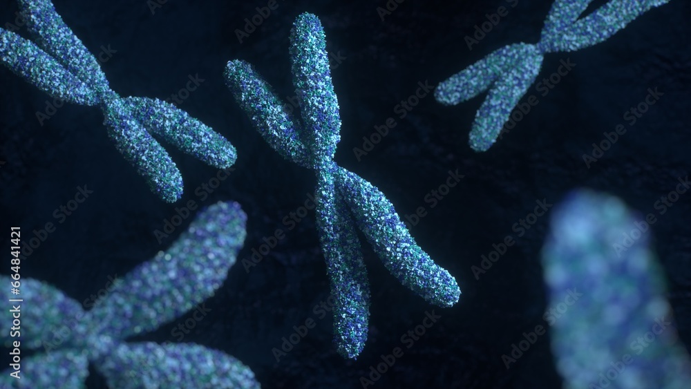 Visualization of a chromosomes, 3d rendering, DNA, Genetics ...
