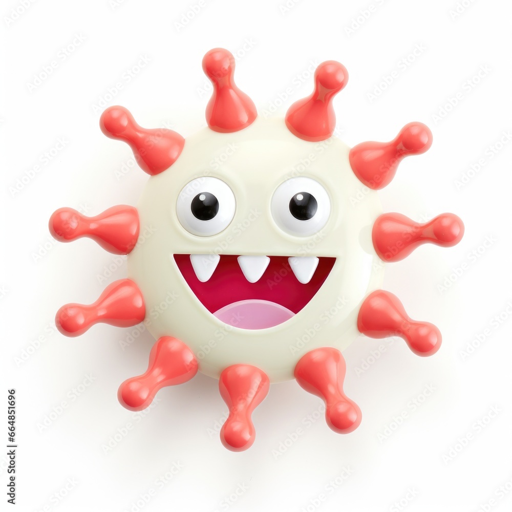 Squishy plastic viral virus toy with a cute infectious expression ...
