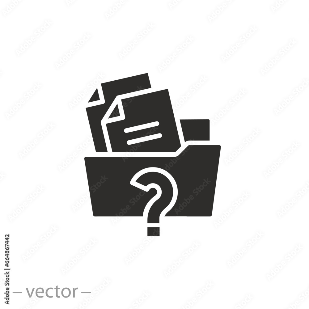 document folder with question mark icon, information data, faq folder ...