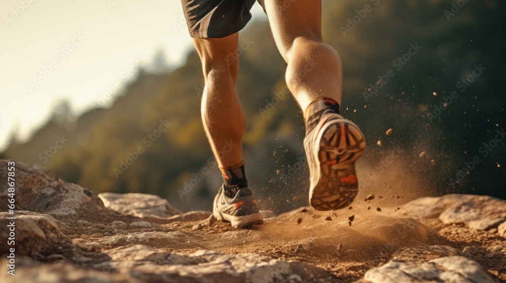 Athletes conquer the wild in grueling ultramarathon trail races. Stock ...