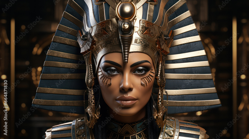 Cleopatra, Queen of Ancient Egypt, in golden attire, as Queen and ...