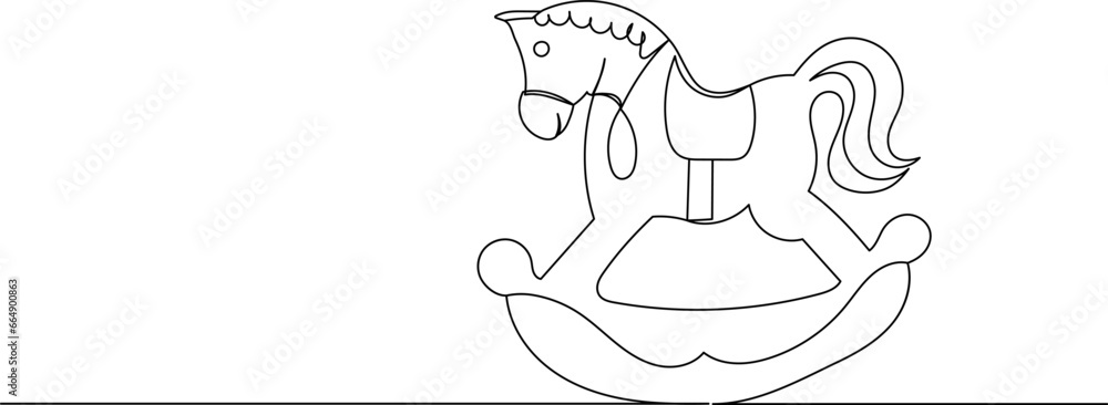 toy horse continuous line drawing isolated vector Stock Vector | Adobe ...