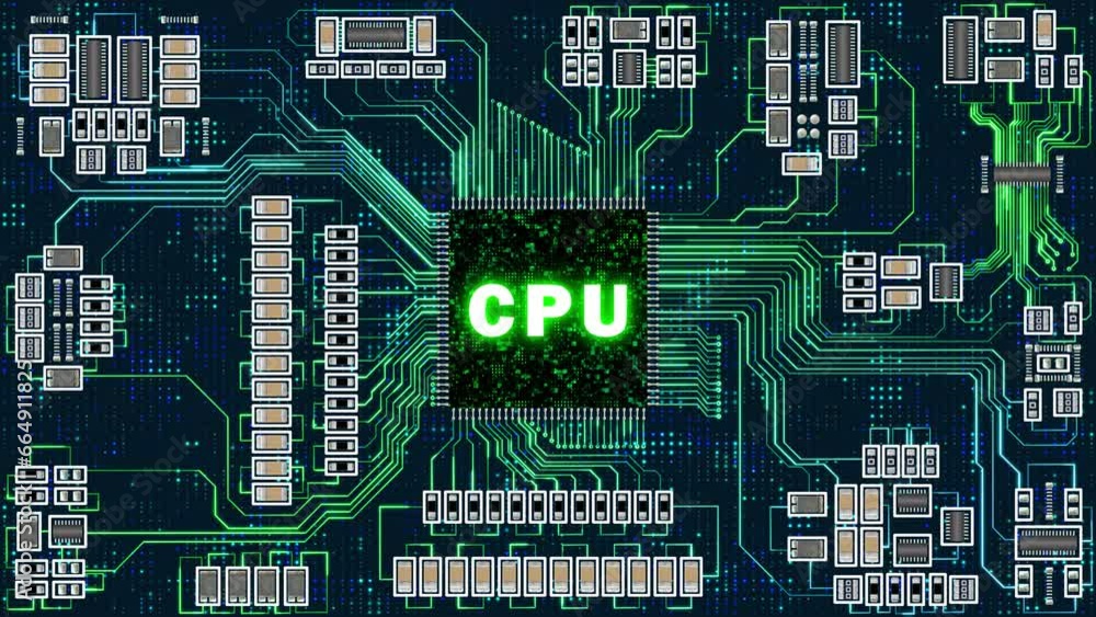 Central processing unit working and processing data with other circuit ...